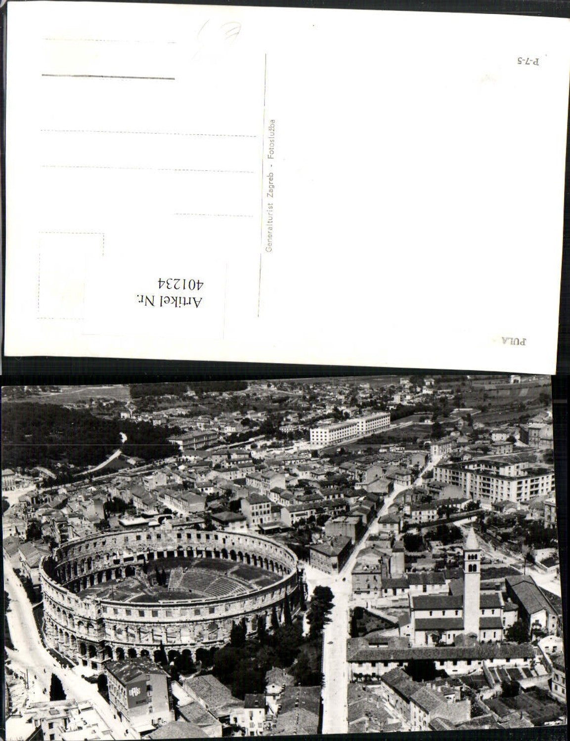 401234, Croatia Pula Partial view with amphitheater Arena ...