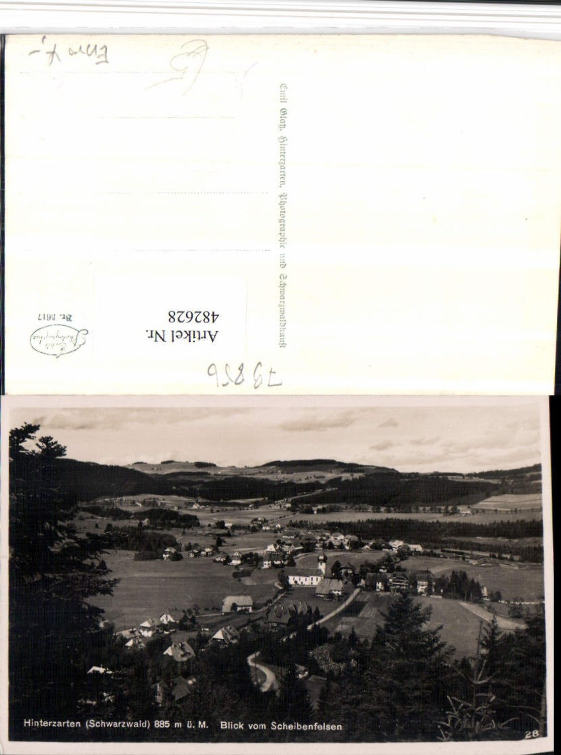 482628,Hinterzarten im Schwarzwald Totale vom Scheibenfelsen ...